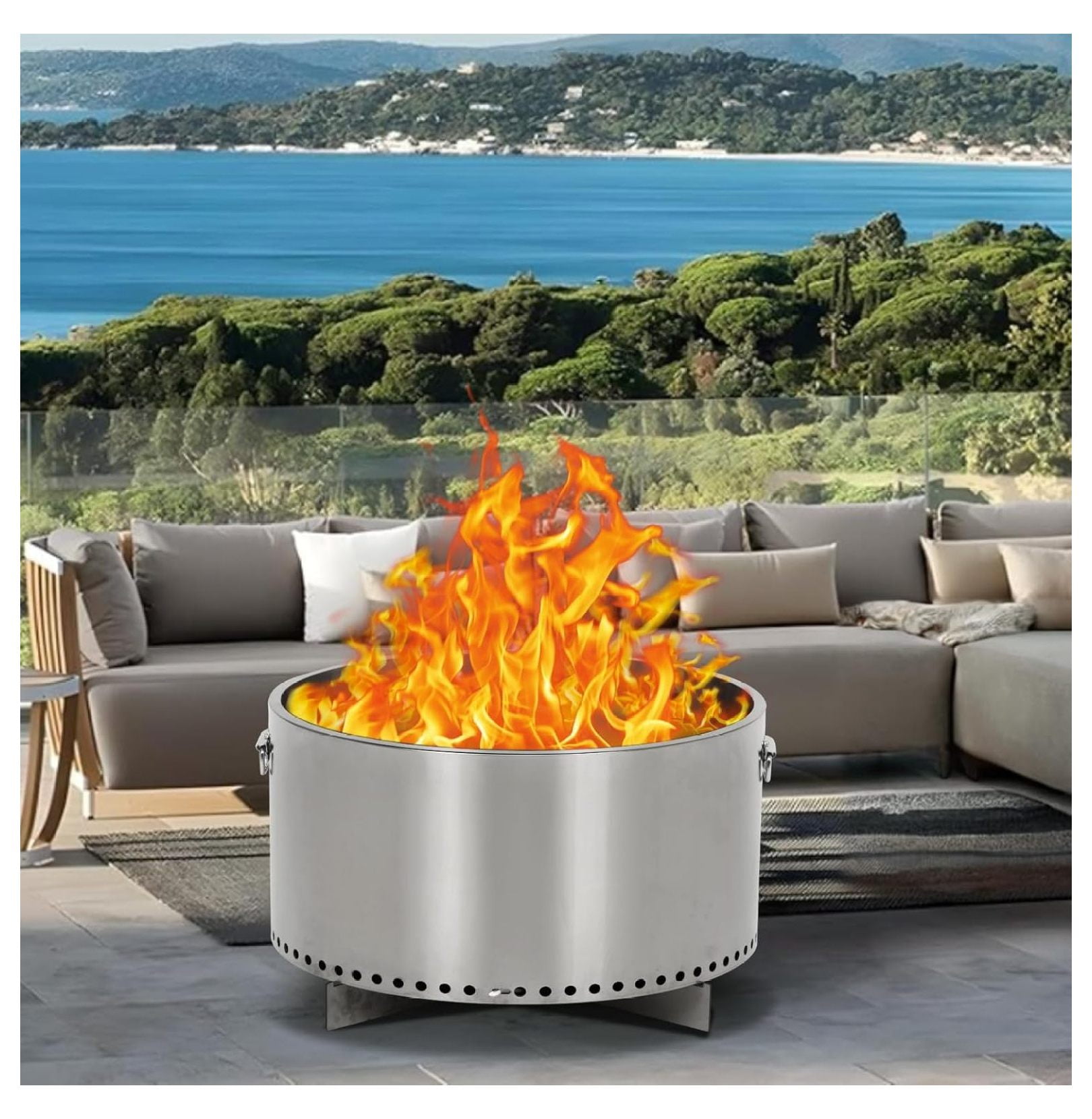 20.5 Inch Smokeless with Air Switch, Portable Outdoor Stainless Steel ...