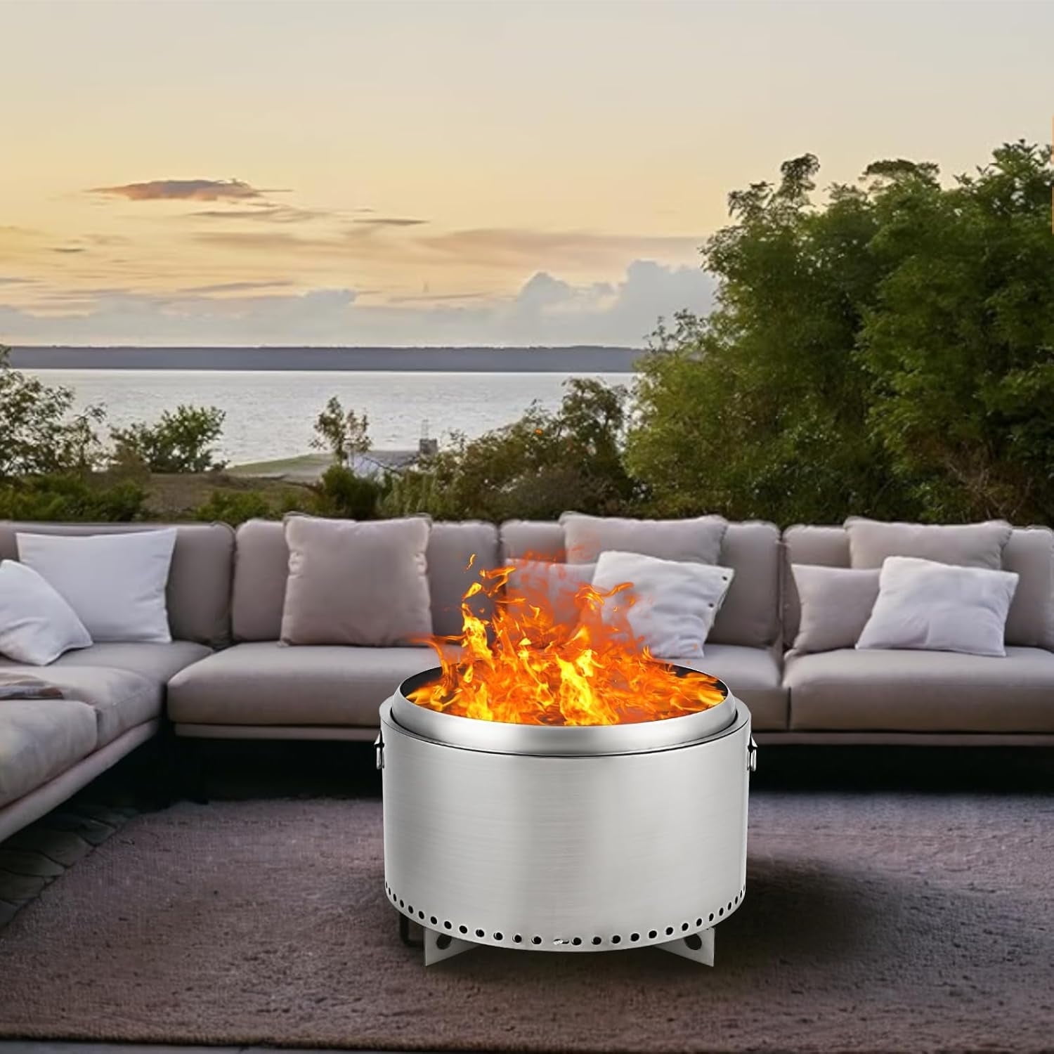 20.5 Inch Smokeless Fire Pit with Air Switch, Wood Burning Portable ...