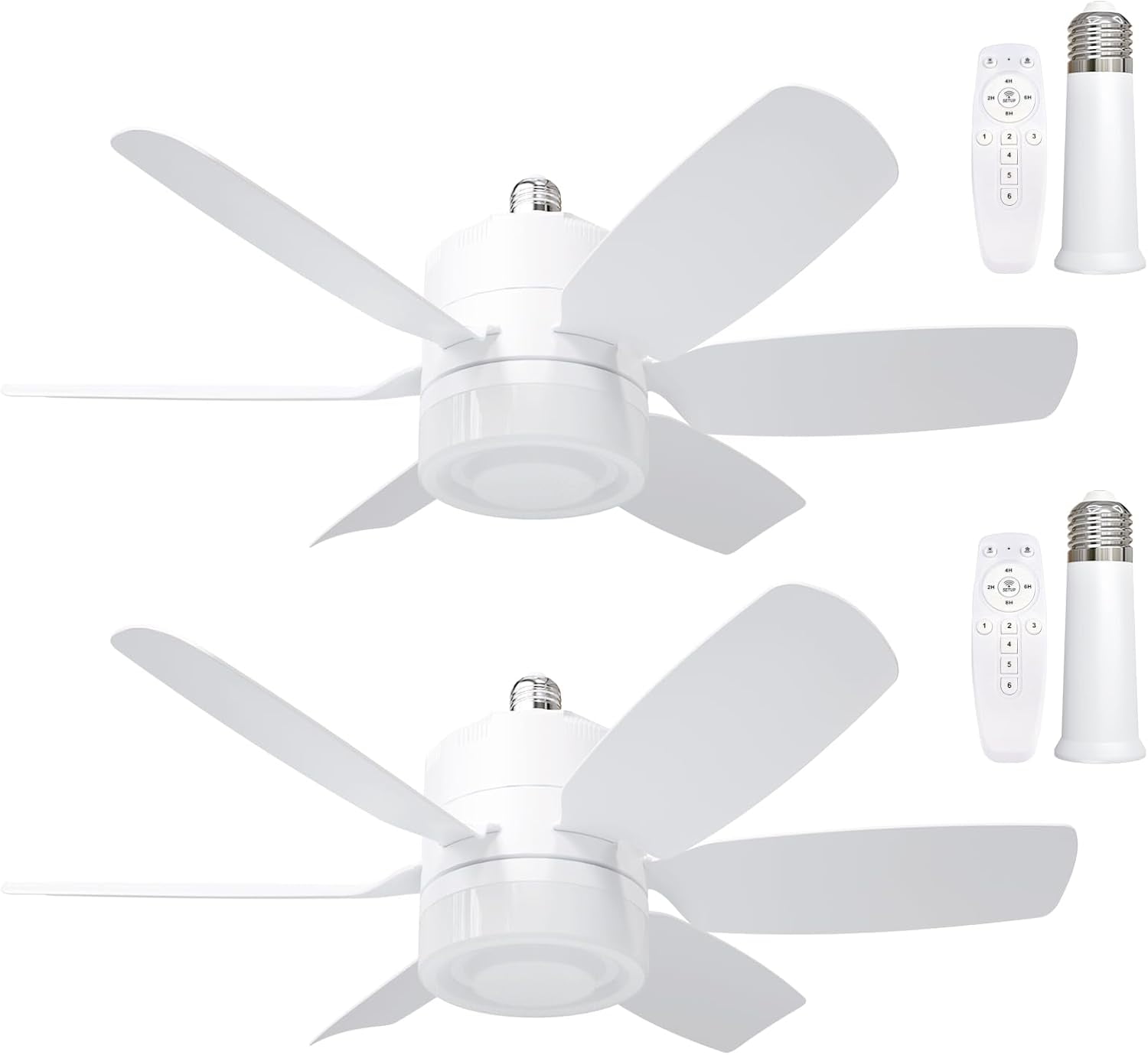 20.5 Inch Socket Fan Light with Remote, Dimmable Light Socket Ceiling ...