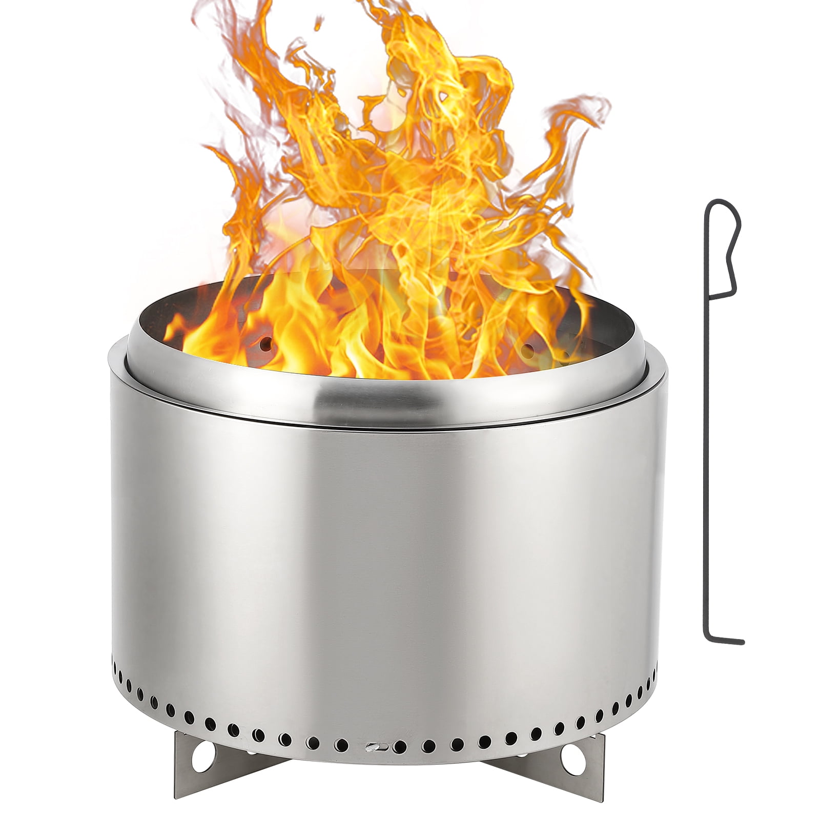 20.5 Inch Stainless Steel Smokeless Fire Pit with Removable Stand and ...