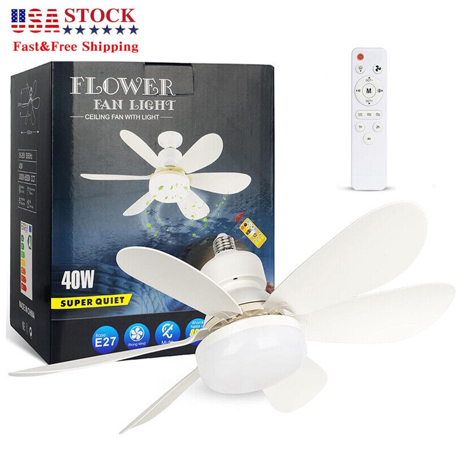 20.5'' Indoor/Outdoor Ceiling Fan - IP44 Damp Rated, Remote + Wall ...