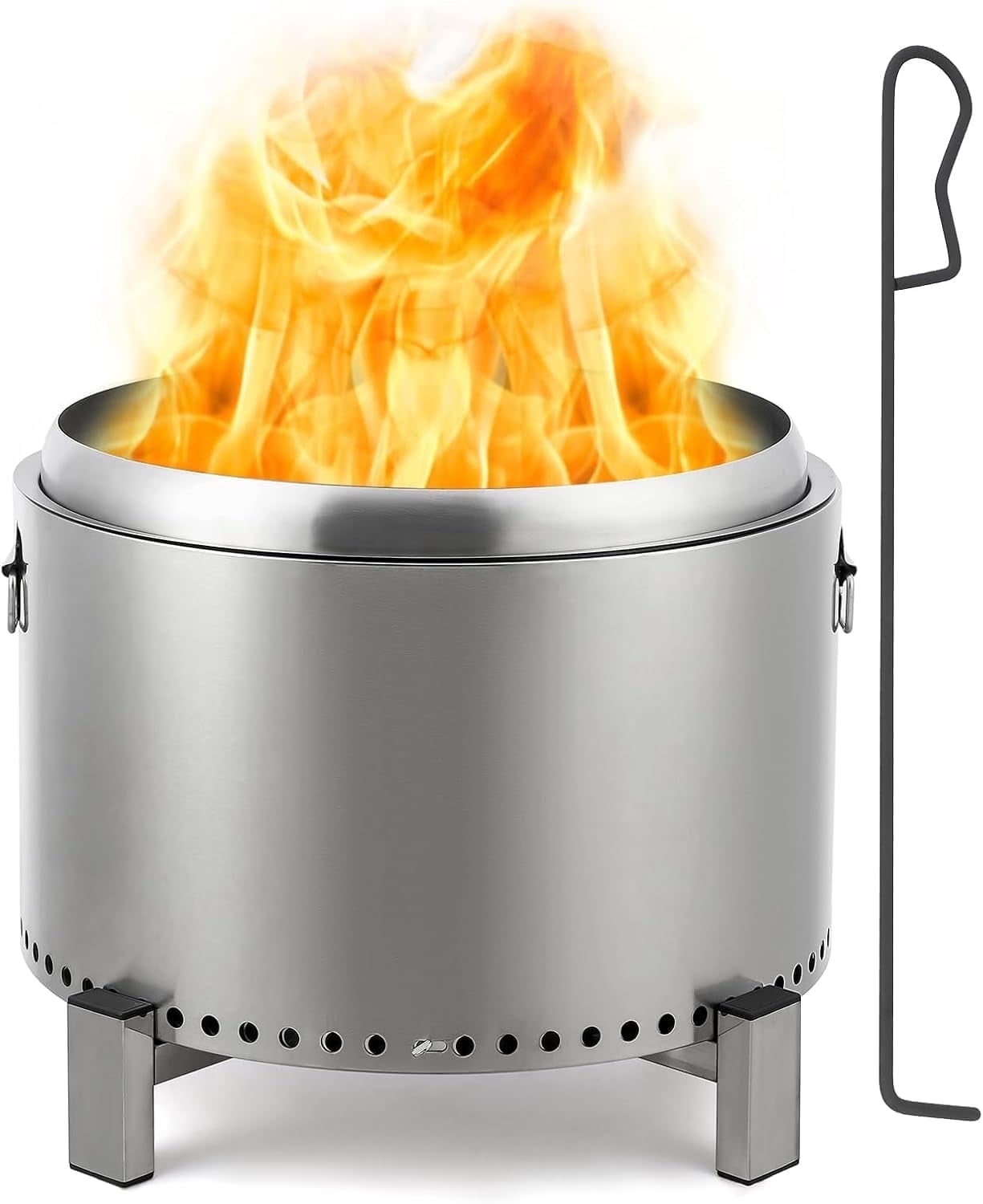 20.5” Large Stainless Steel Outdoor Smokeless Fire Pit for Burning Wood ...