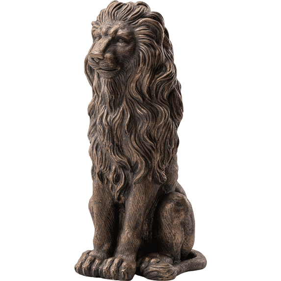 20.5" Lion Statue, Resin Outdoor Guardian Sculpture, Simulated Animal ...