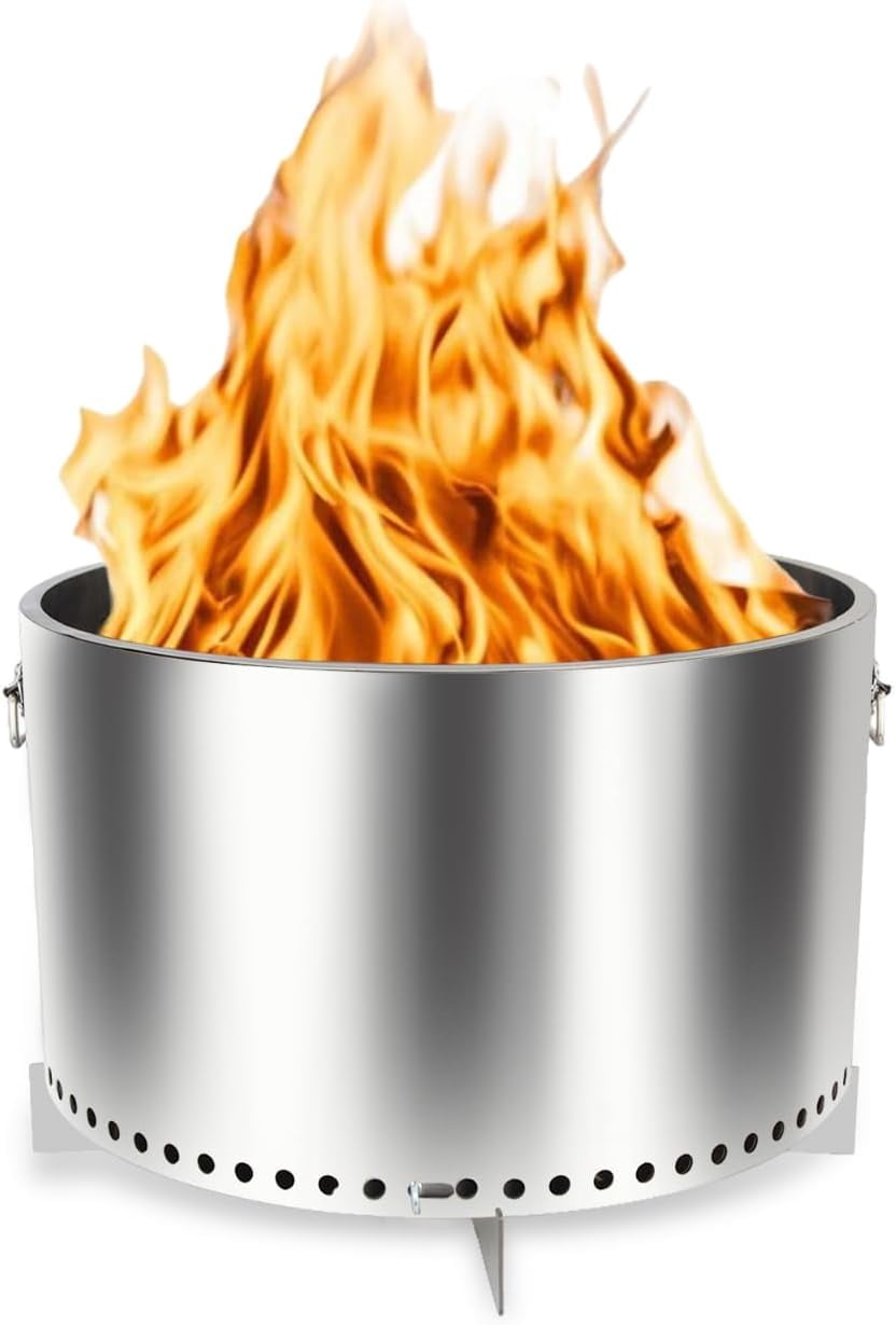 20.5" Smokeless Fire Pit, Wood Burning Camping Stove with Removable ...