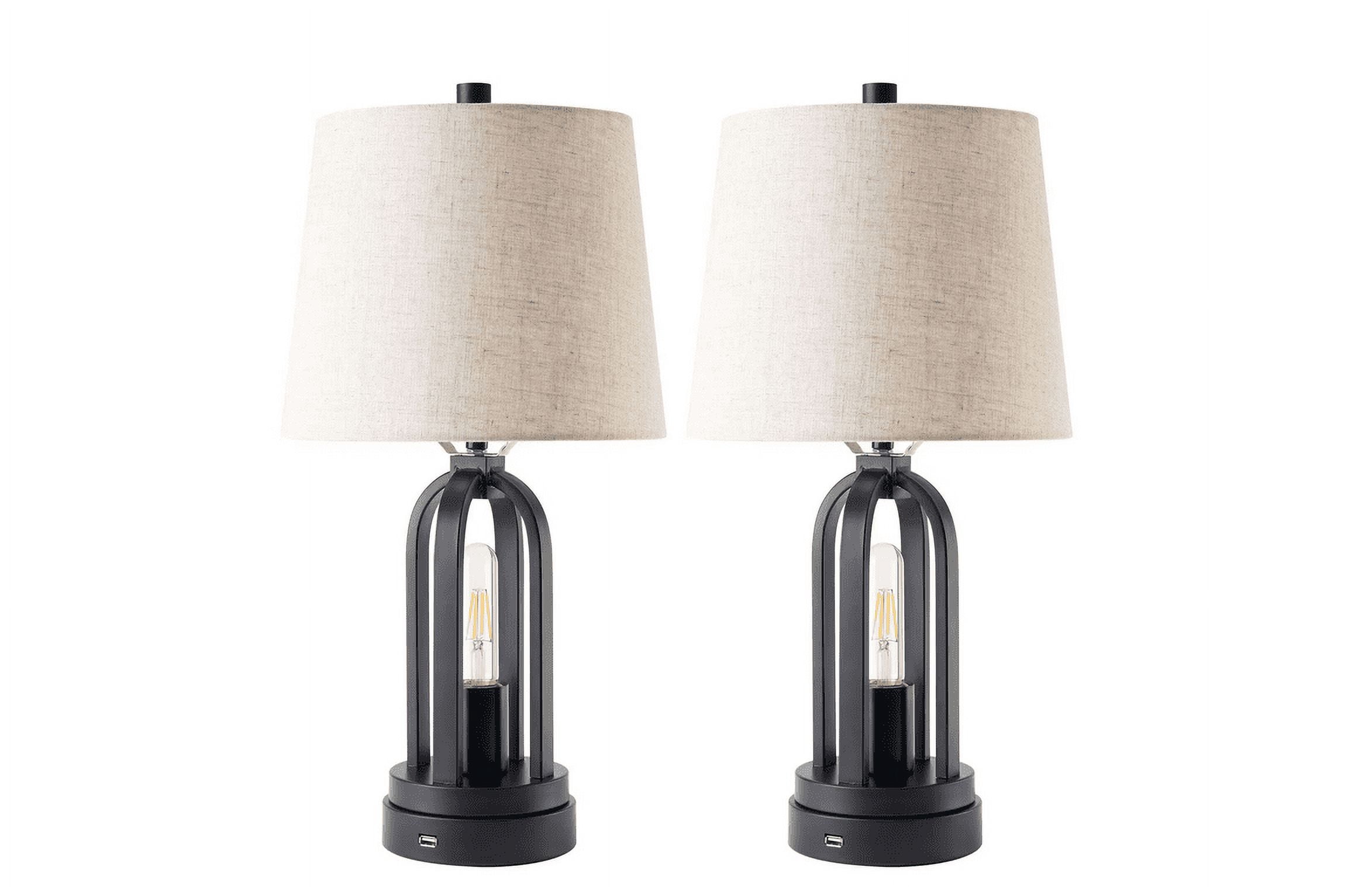 20.5 in. Black Table Lamp Set with USB Port (Set of 2) - Walmart.com