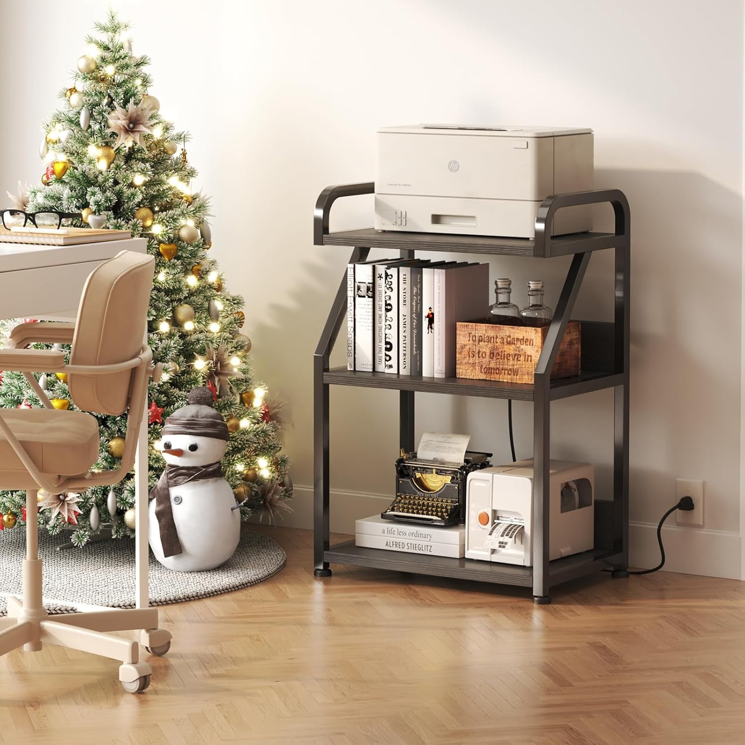 20.5''x15.8''Large Printer Stand-3 Tier Printer Table with Power ...