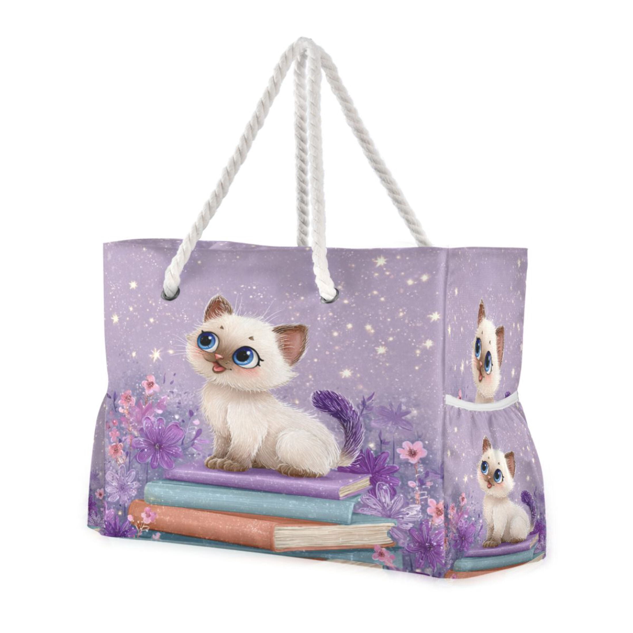 20.5"x15" Large Beach Tote Bag with Rope Handles, Waterproof Nylon ...