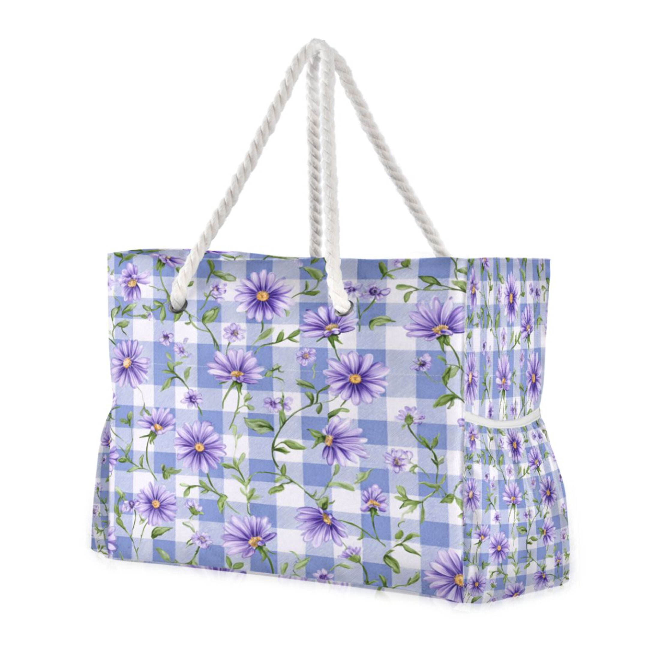 20.5"x15" Large Beach Tote Bag with Rope Handles, Waterproof Nylon ...