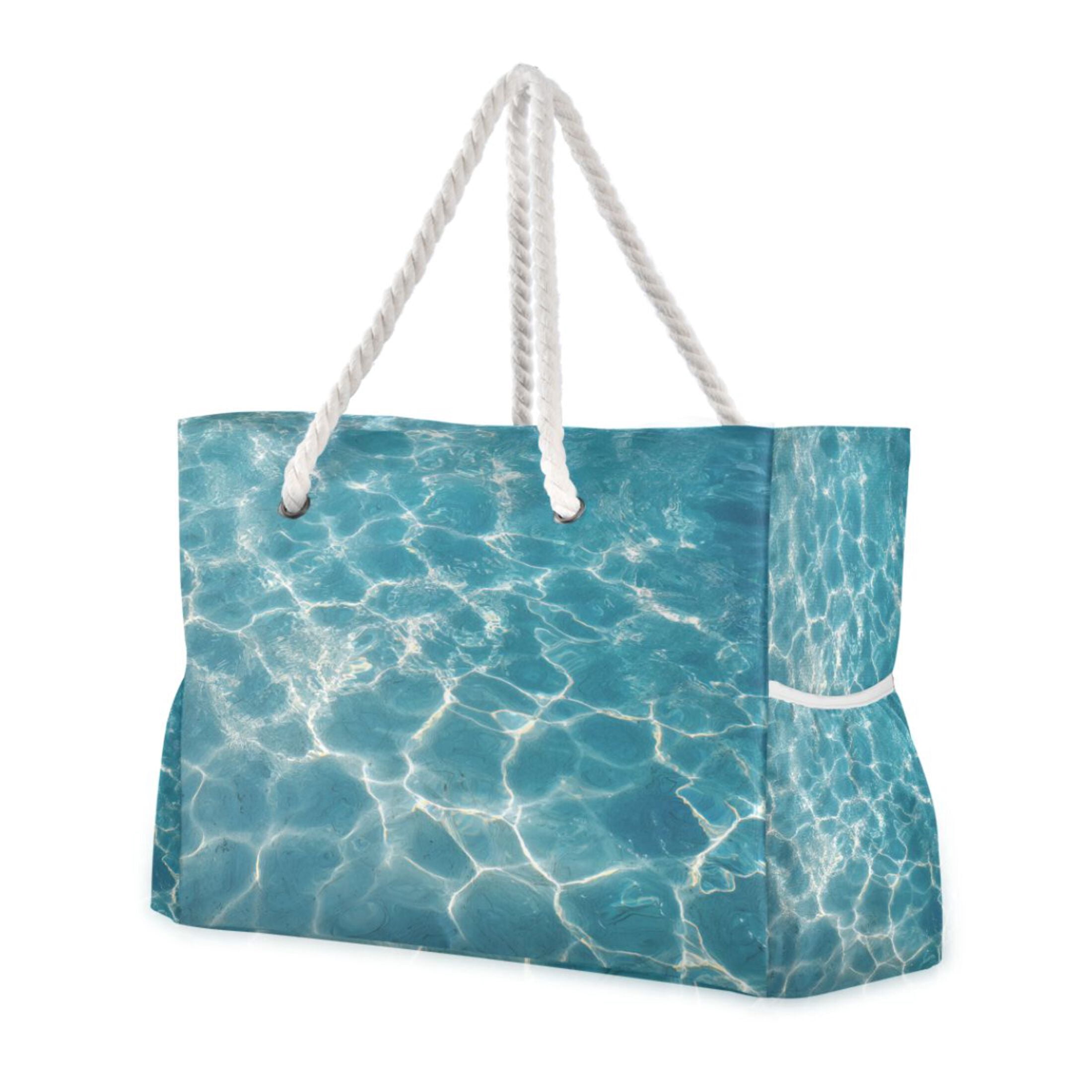 20.5"x15" Large Beach Tote Bag with Rope Handles, Waterproof Nylon ...