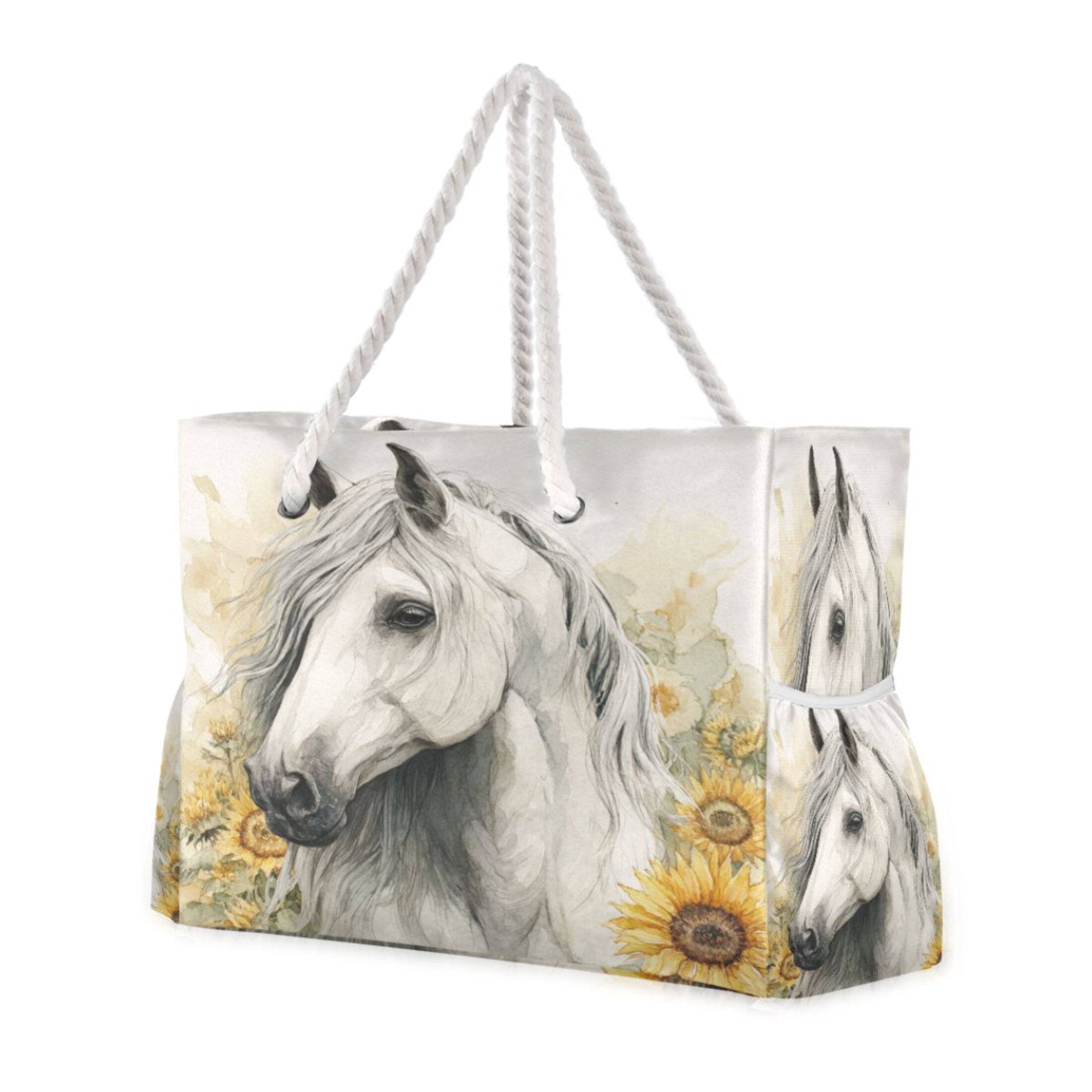 20.5"x15" Large Beach Tote Bag with Rope Handles, Waterproof Nylon ...