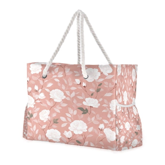 20.5"x15" Large Beach Tote Bag with Rope Handles, Waterproof Nylon ...