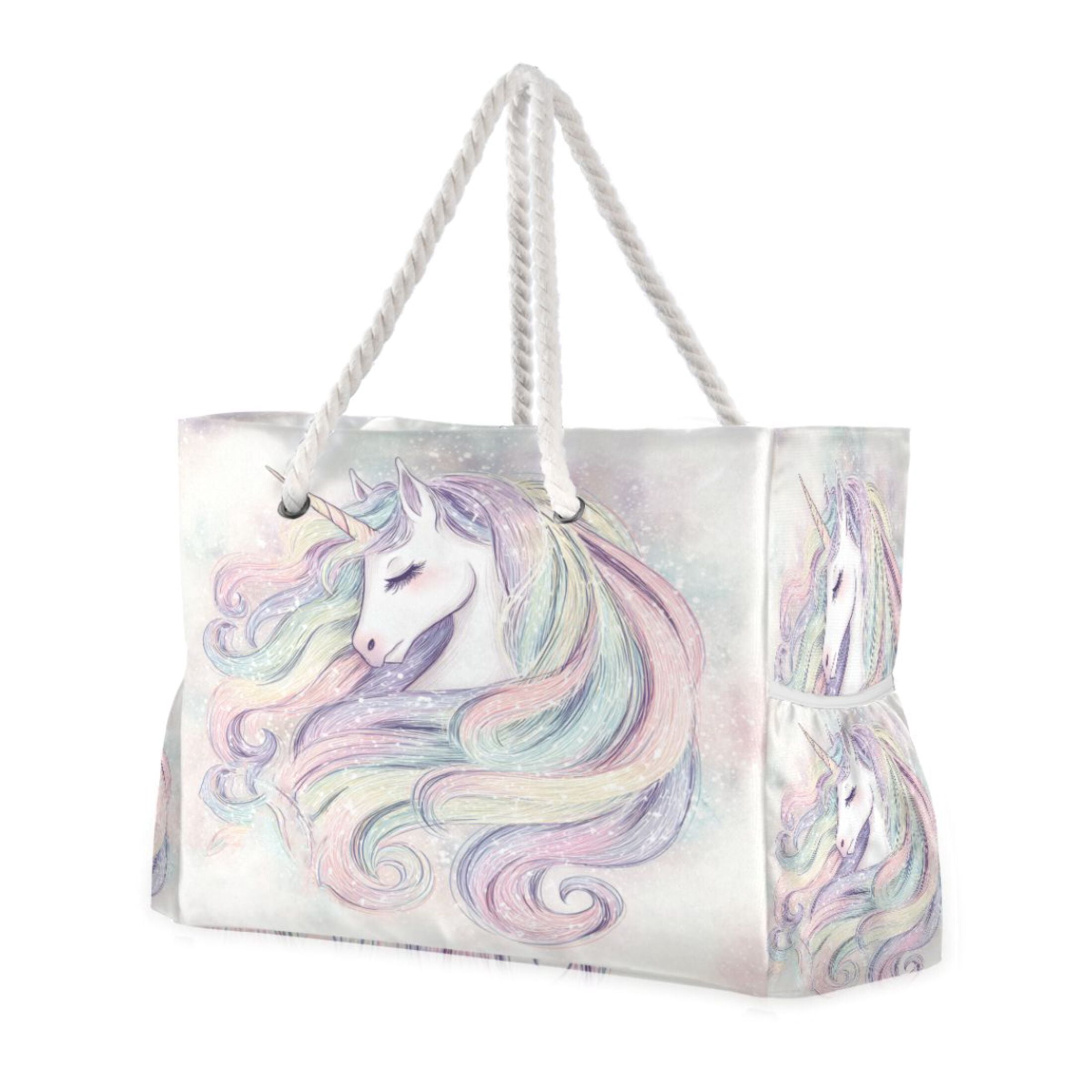 20.5"x15" Large Beach Tote Bag with Rope Handles, Waterproof Nylon ...