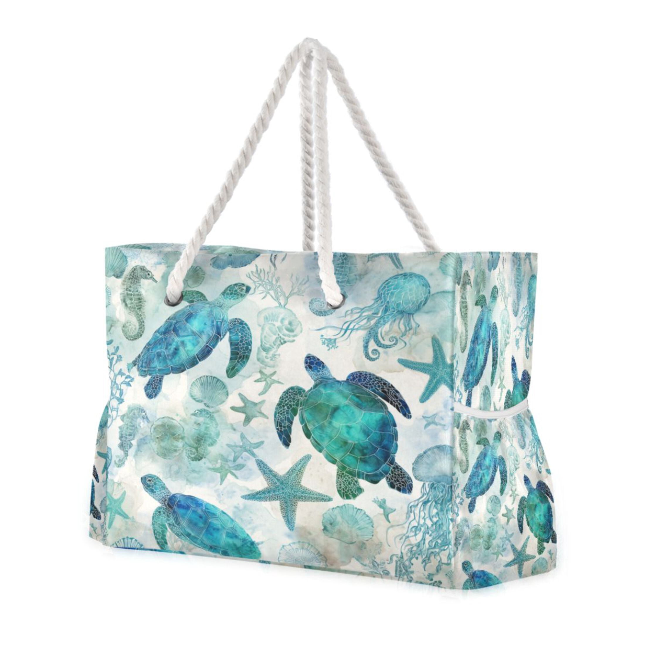 20.5"x15" Large Beach Tote Bag with Rope Handles, Waterproof Nylon ...