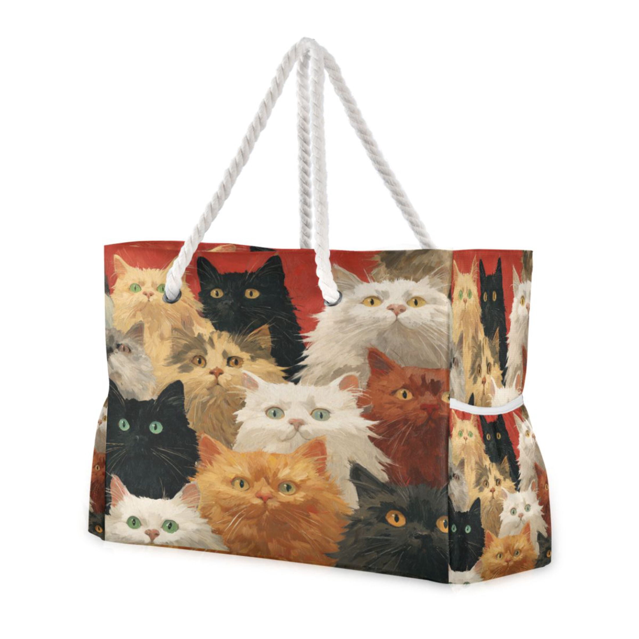 20.5"x15" Large Beach Tote Bag with Rope Handles, Waterproof Nylon ...