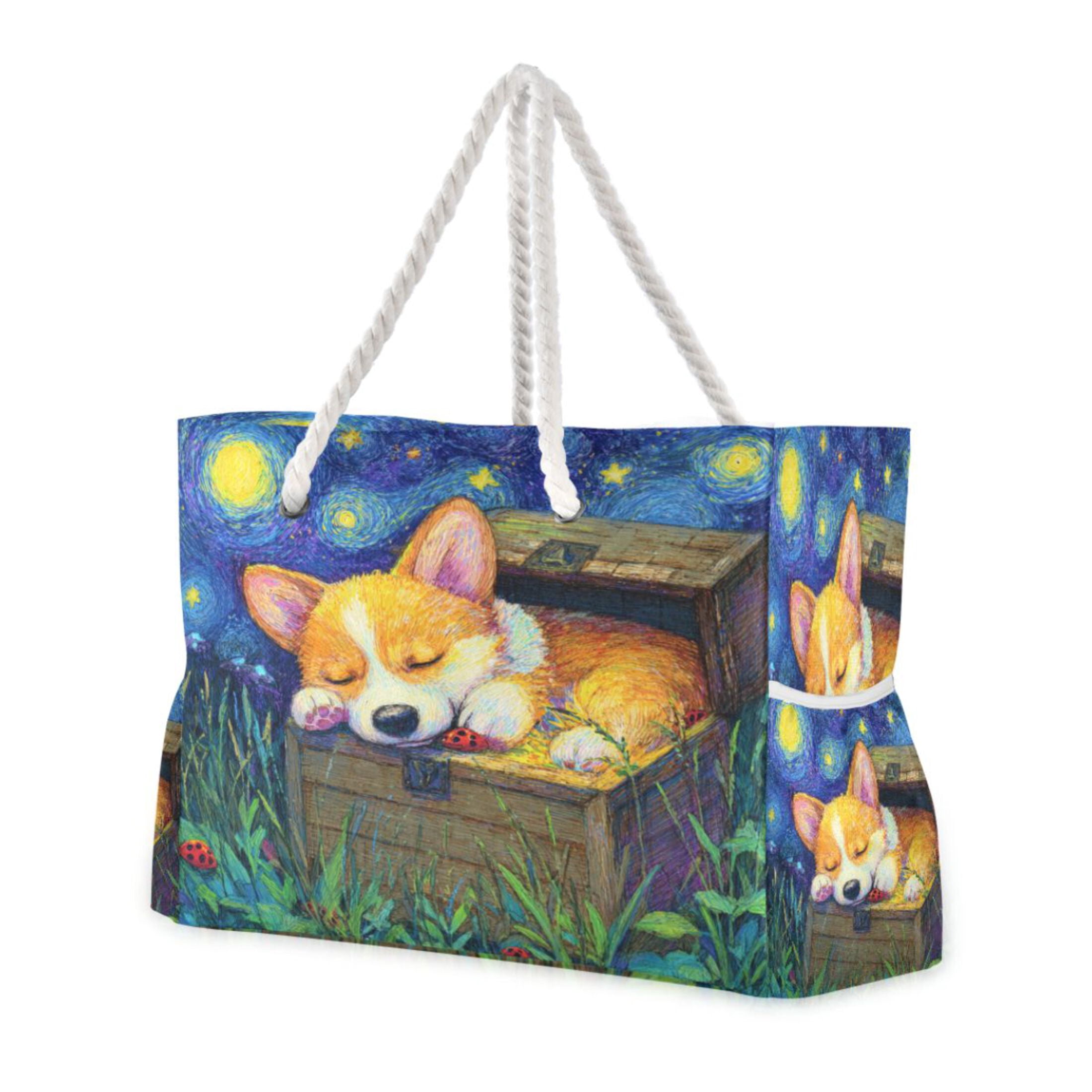 20.5"x15" Large Beach Tote Bag with Rope Handles, Waterproof Nylon ...