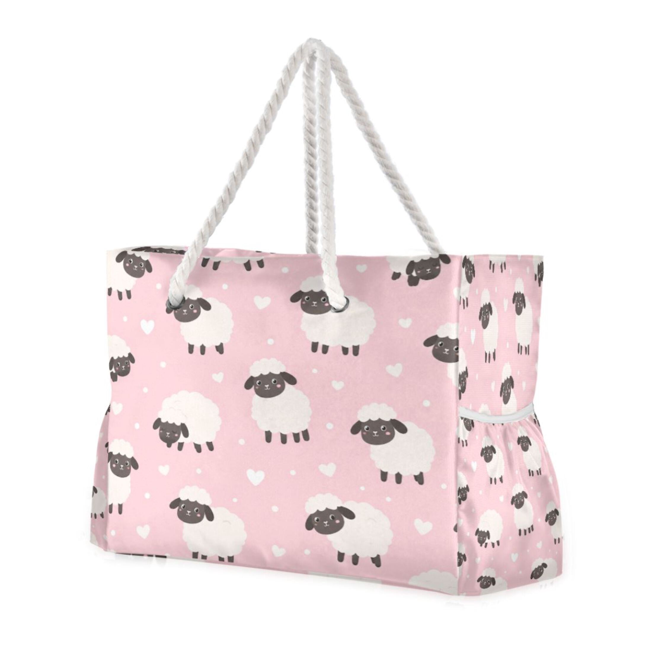 20.5"x15" Large Beach Tote Bag with Rope Handles, Waterproof Nylon ...