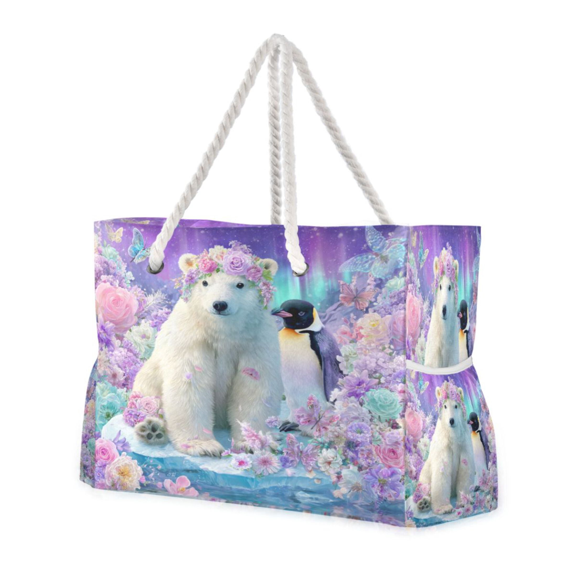 20.5"x15" Large Beach Tote Bag with Rope Handles, Waterproof Nylon ...