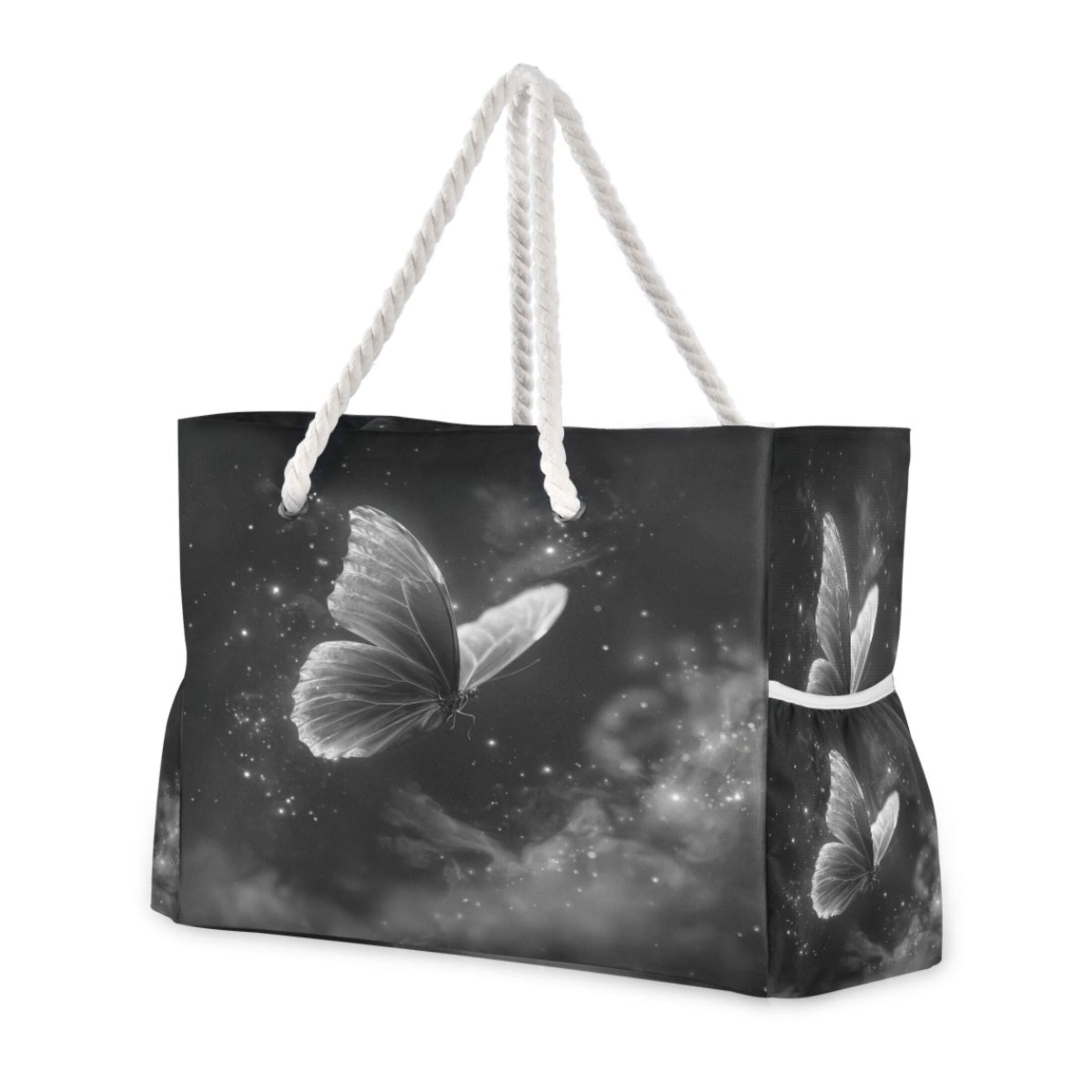 20.5"x15" Large Beach Tote Bag with Rope Handles, Waterproof Nylon ...