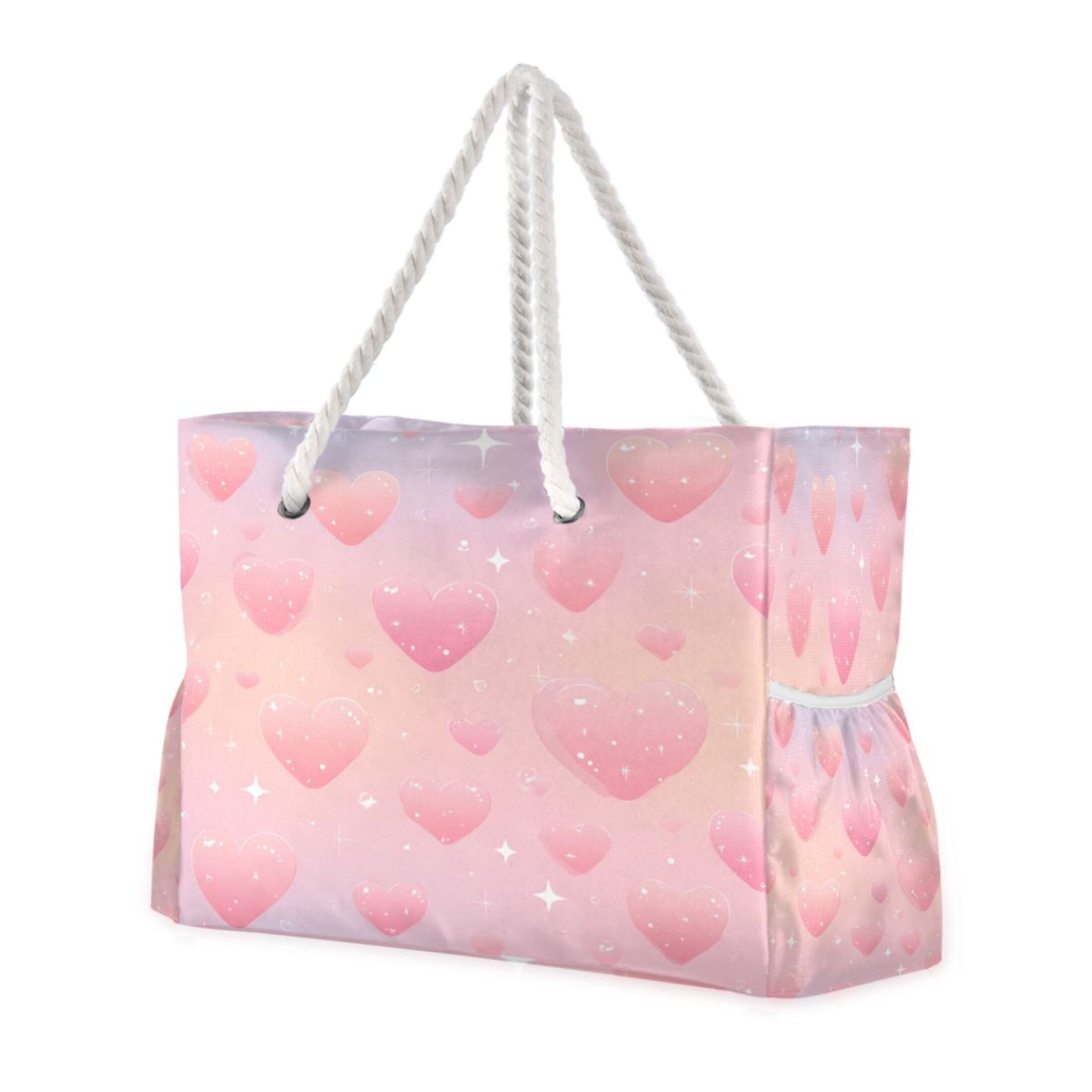 20.5"x15" Large Beach Tote Bag with Rope Handles, Waterproof Nylon ...