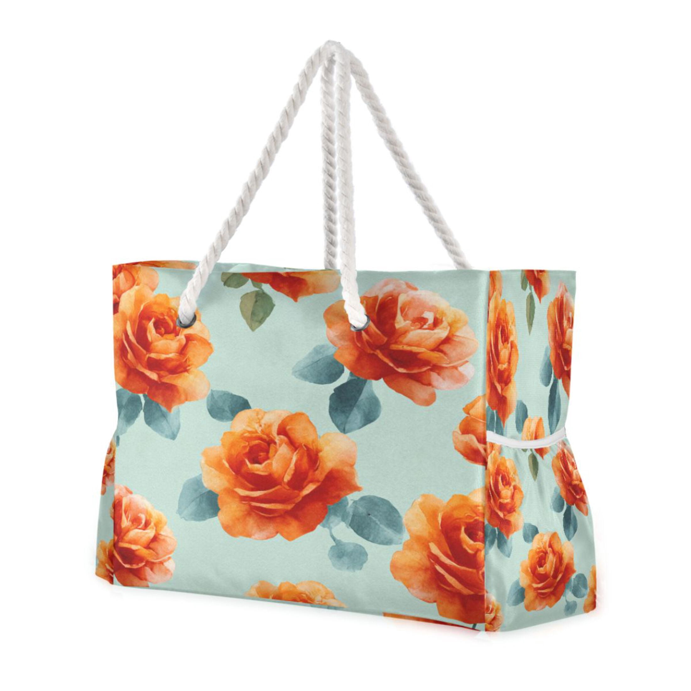 20.5"x15" Large Beach Tote Bag with Rope Handles, Waterproof Nylon ...