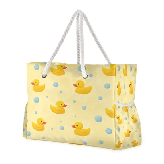 20.5"x15" Large Beach Tote Bag with Rope Handles, Waterproof Nylon ...