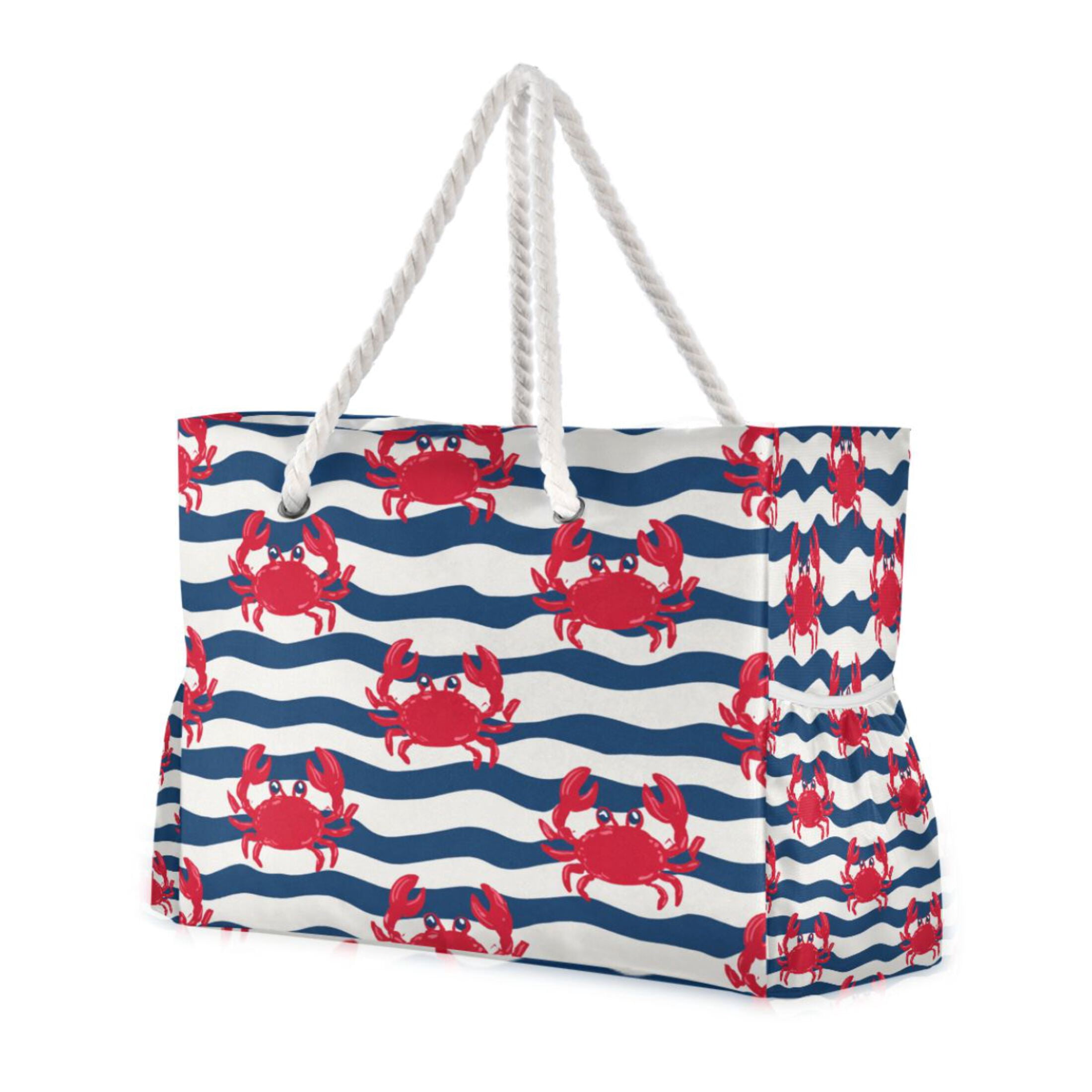 20.5"x15" Large Beach Tote Bag with Rope Handles, Waterproof Nylon ...