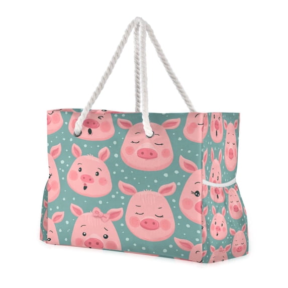 20.5"x15" Large Beach Tote Bag with Rope Handles, Waterproof Nylon ...