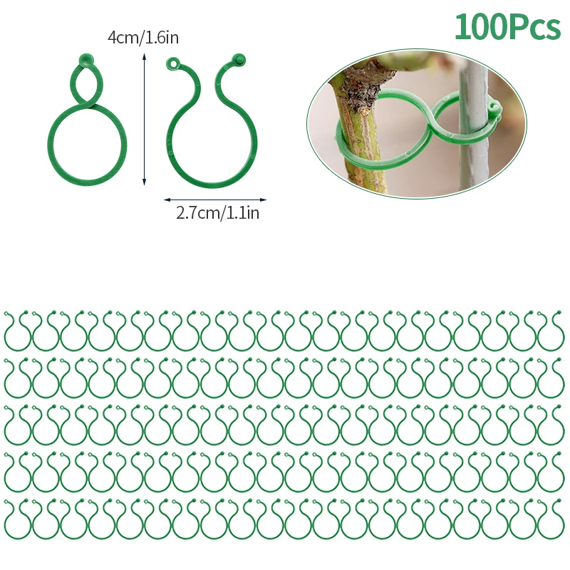 20/50/100 Pcs Plastic Tie Vine Strapping Clips for Growing Upright ...