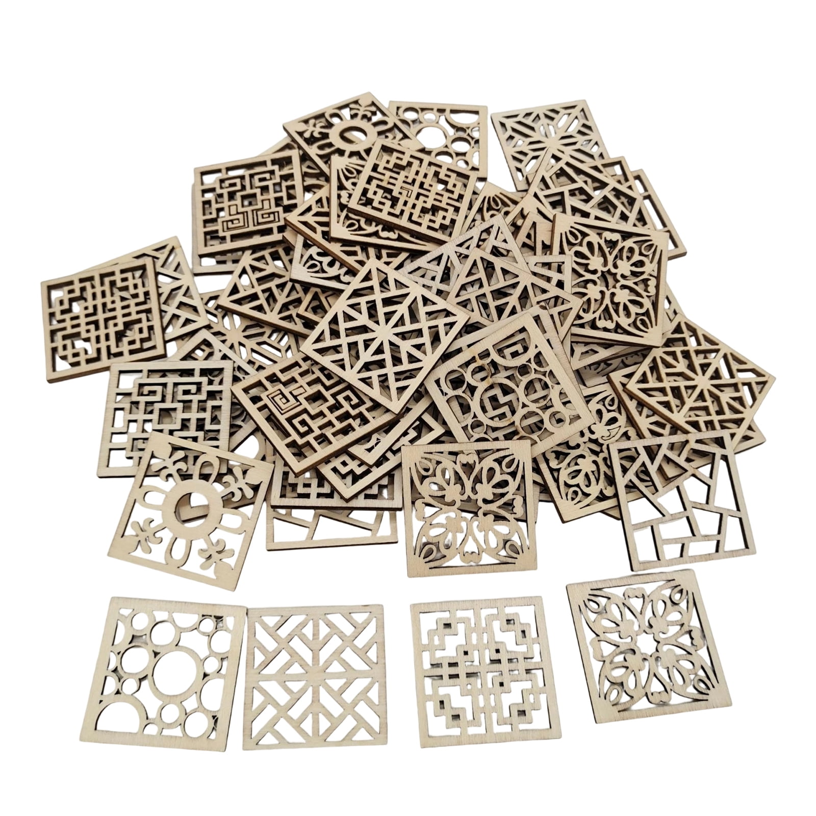 20/50/100Pcs Unfinished Slices 4x4CM Paintable Wooden Craft Squares For ...