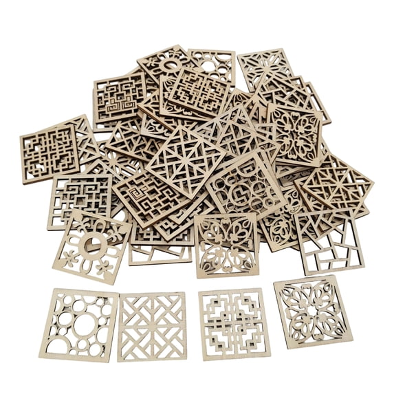 20/50/100Pcs Unfinished Slices 4x4CM Paintable Wooden Craft Squares For ...