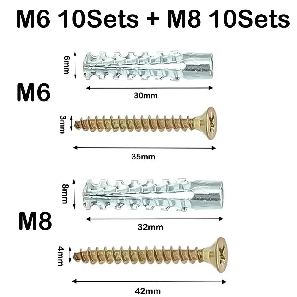 20/50/100sets Metal Serrated Expansion Tube Self Tapping Screws Pipe ...