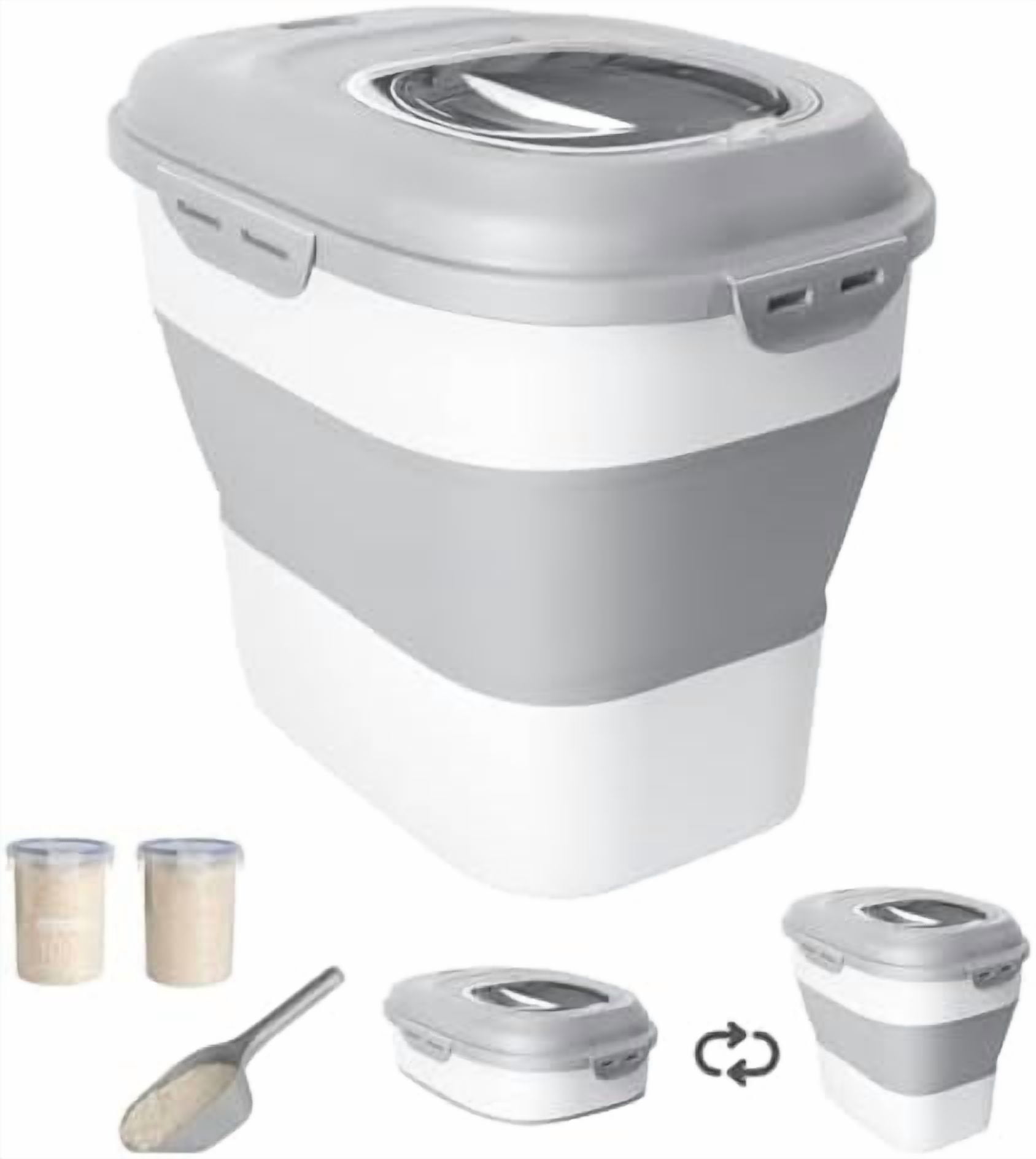 20-50 Lbs Food Storage Container With Wheel, Airtight Locking Lid ...