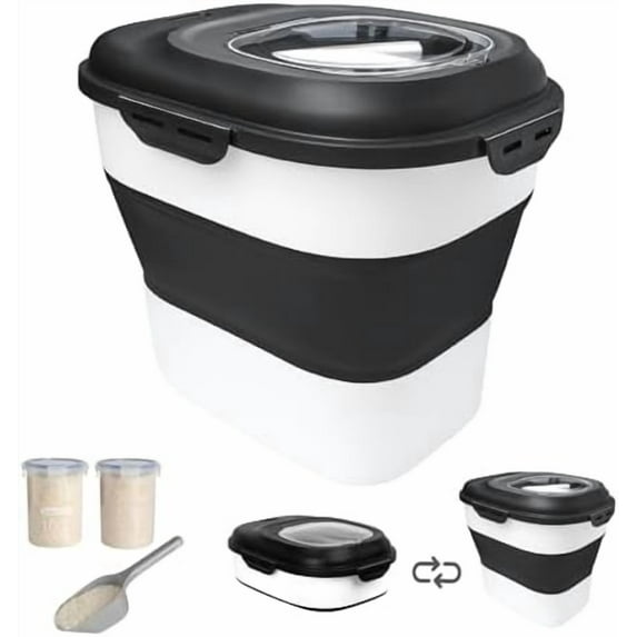 20-50 Lbs Food Storage Containers,Collapsible Rice Container with Wheel ...