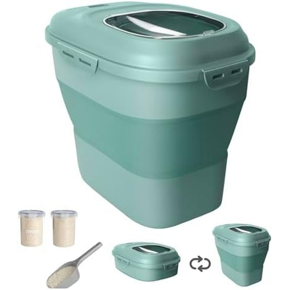 20-50 Lbs Food Storage Containers,Collapsible Rice Container with Wheel ...