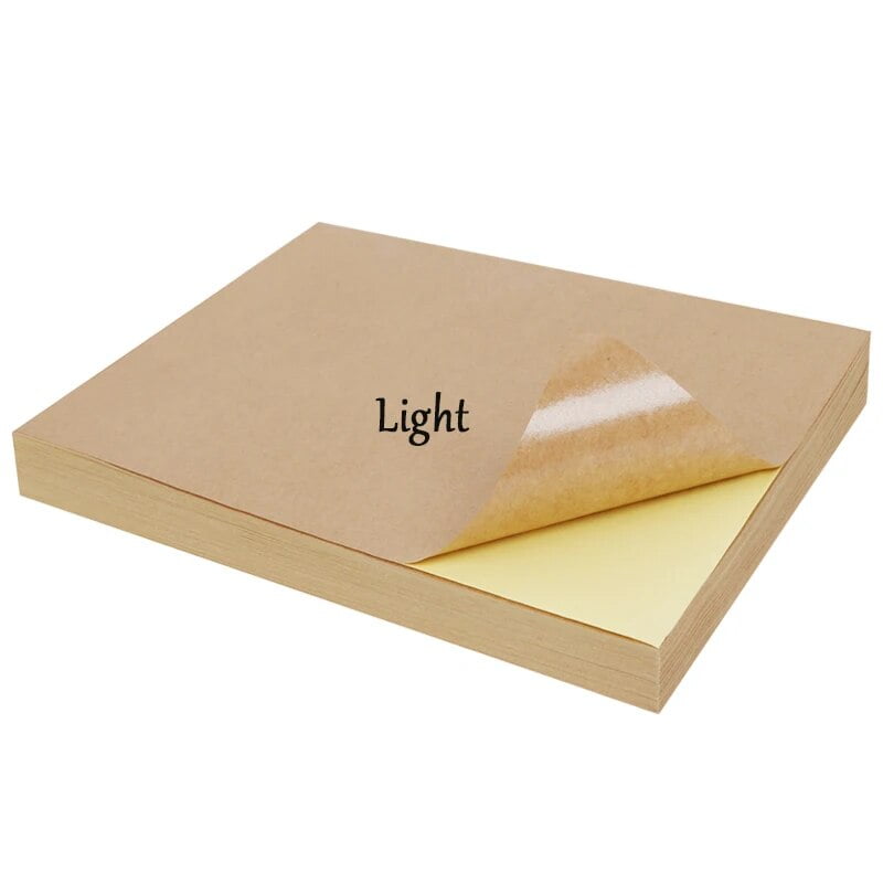 20 50 Sheets 80g A4 A5 Brown Kraft Paper Self Adhesive Sticker Printing ...