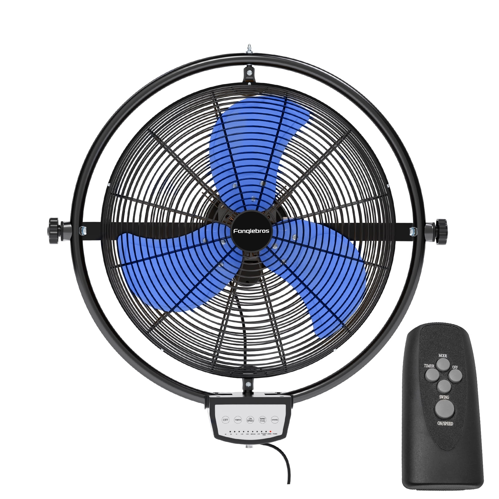 20 IN 5000 CFM Remote Control Wall Mount Fan, 3 Speed Industrial Wall ...