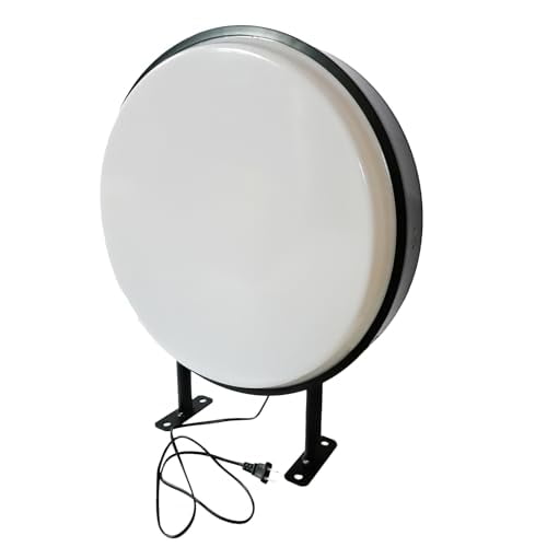 20" (50cm) Round LED Light Box, Commercial Lightbox Outdoor, Black ...