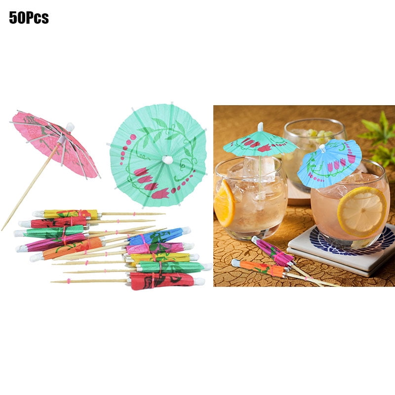 20/50pcs Hawaii Party Flamingo Fruit Toothpick Coconut Tree Umbrella ...