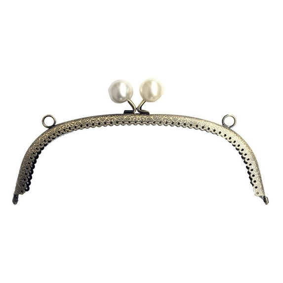 20.5cm Classic Grain Curved Handbag Iron Purse Frame Coin Bag Pearl ...