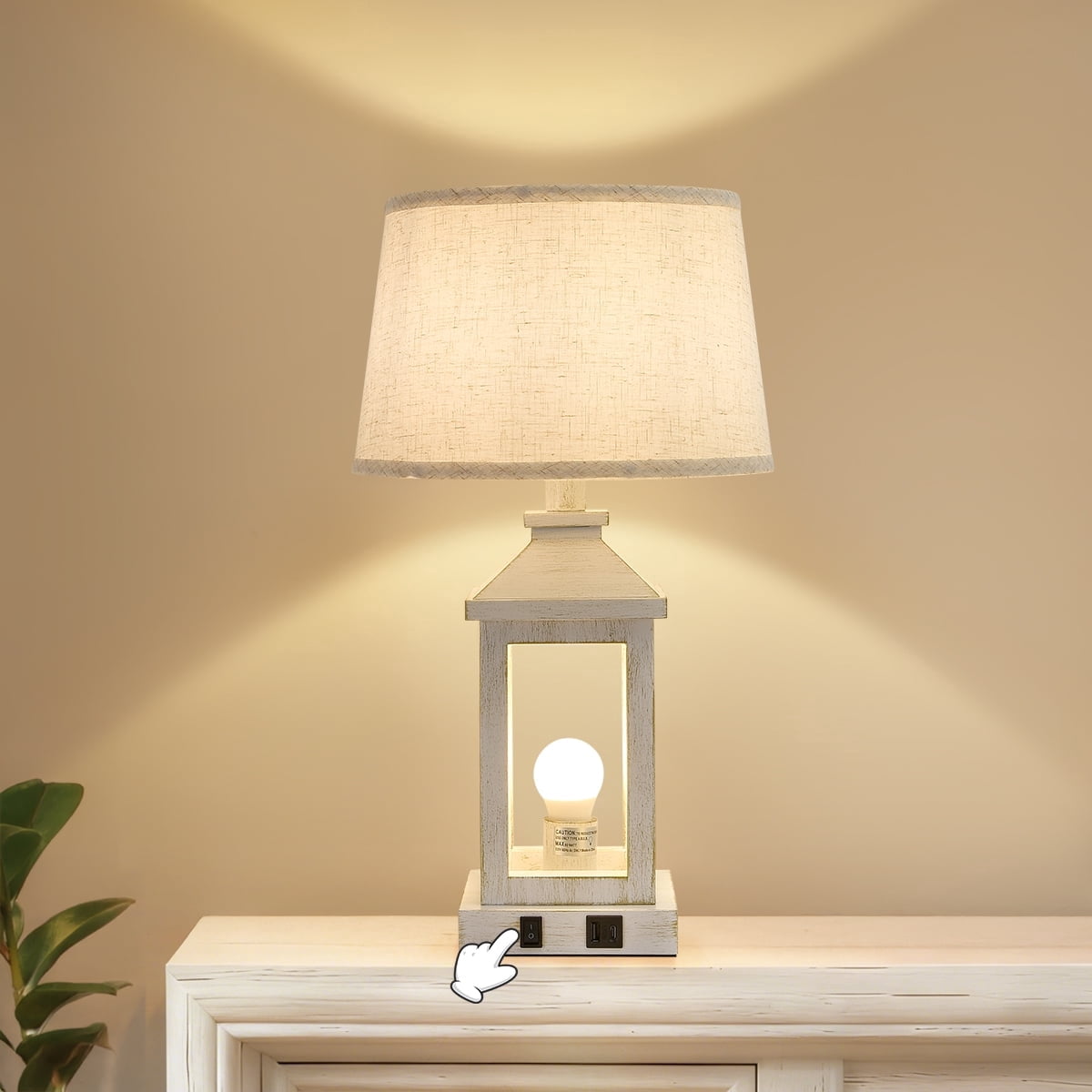 20.5in Black Farmhouse Bedside Table Lamp for Living Room, 3-Way ...
