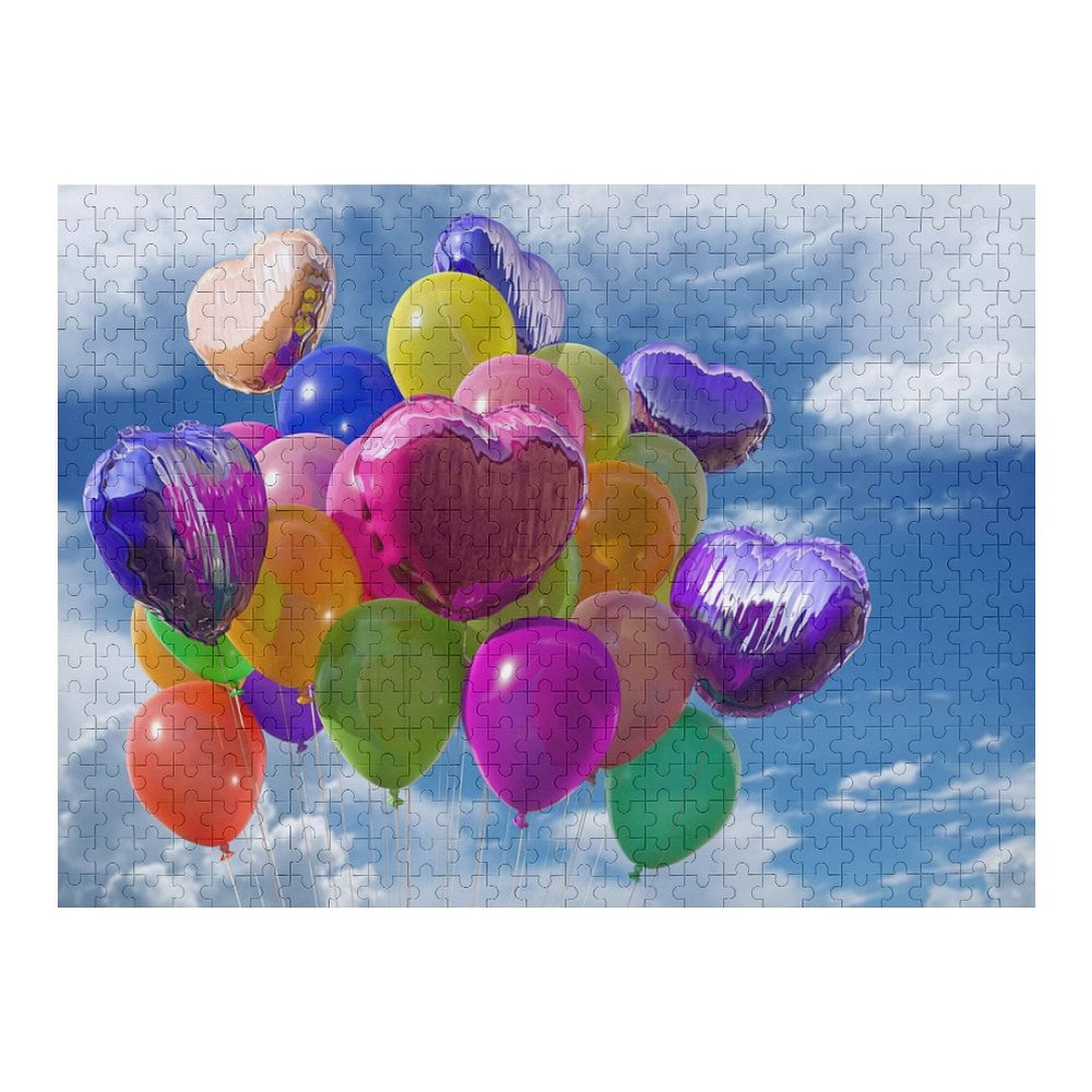 20.5x15 Inch Jigsaw Puzzle Balloons Heart Sky Puzzle Small Puzzle 500 ...