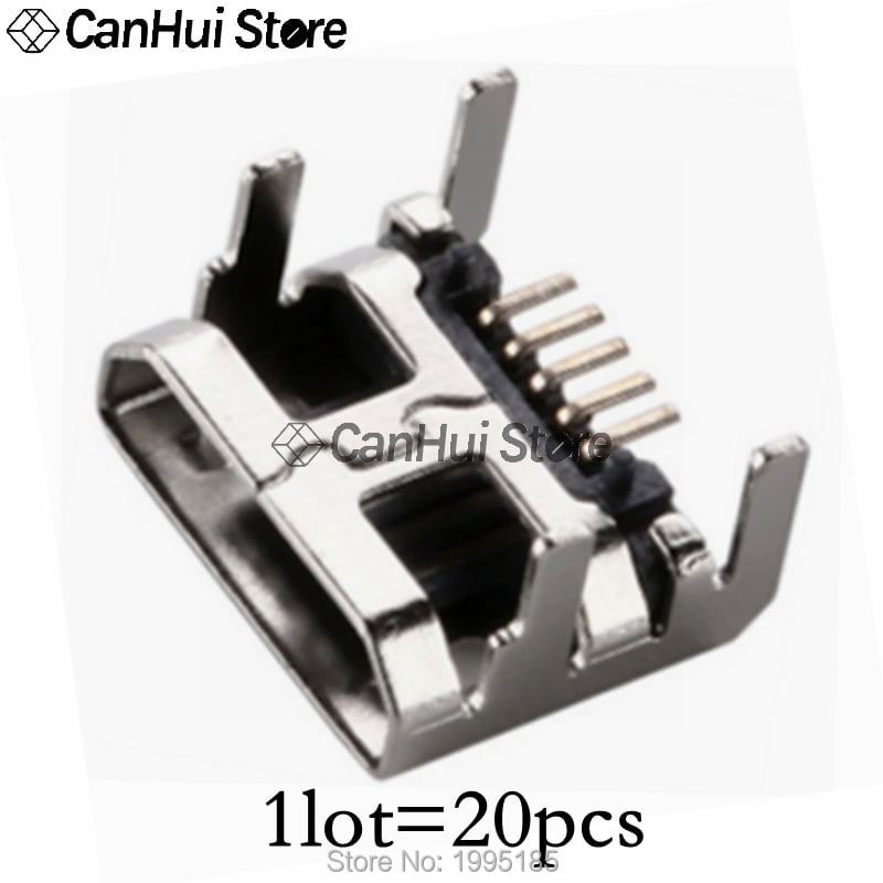 20-60pcs 5 Pin SMT Socket Connector Micro USB Type B Female Placement ...