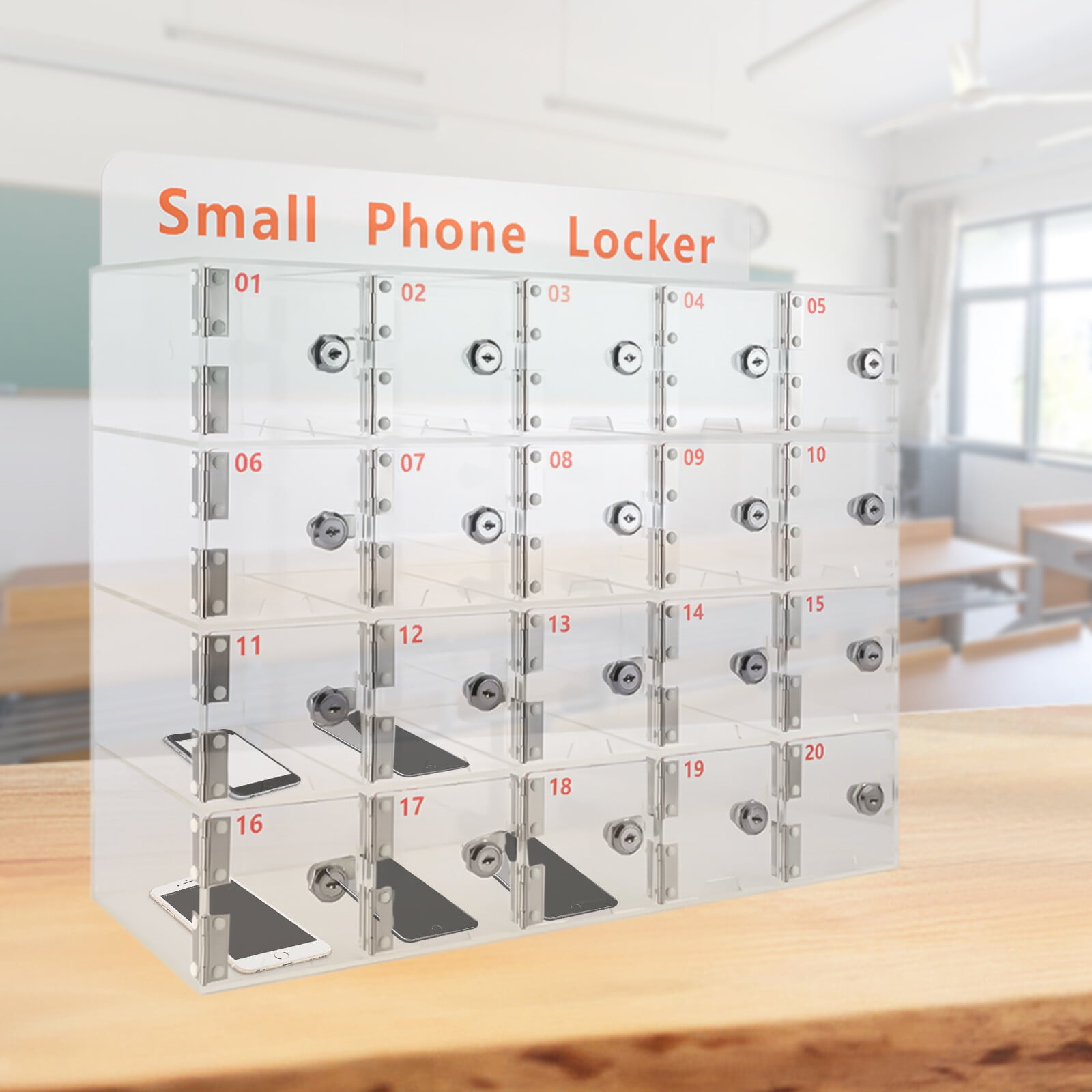 20.7*7.3*16.4 Rectangular Acrylic Cell Phone Locker Box Storage Cabinet ...