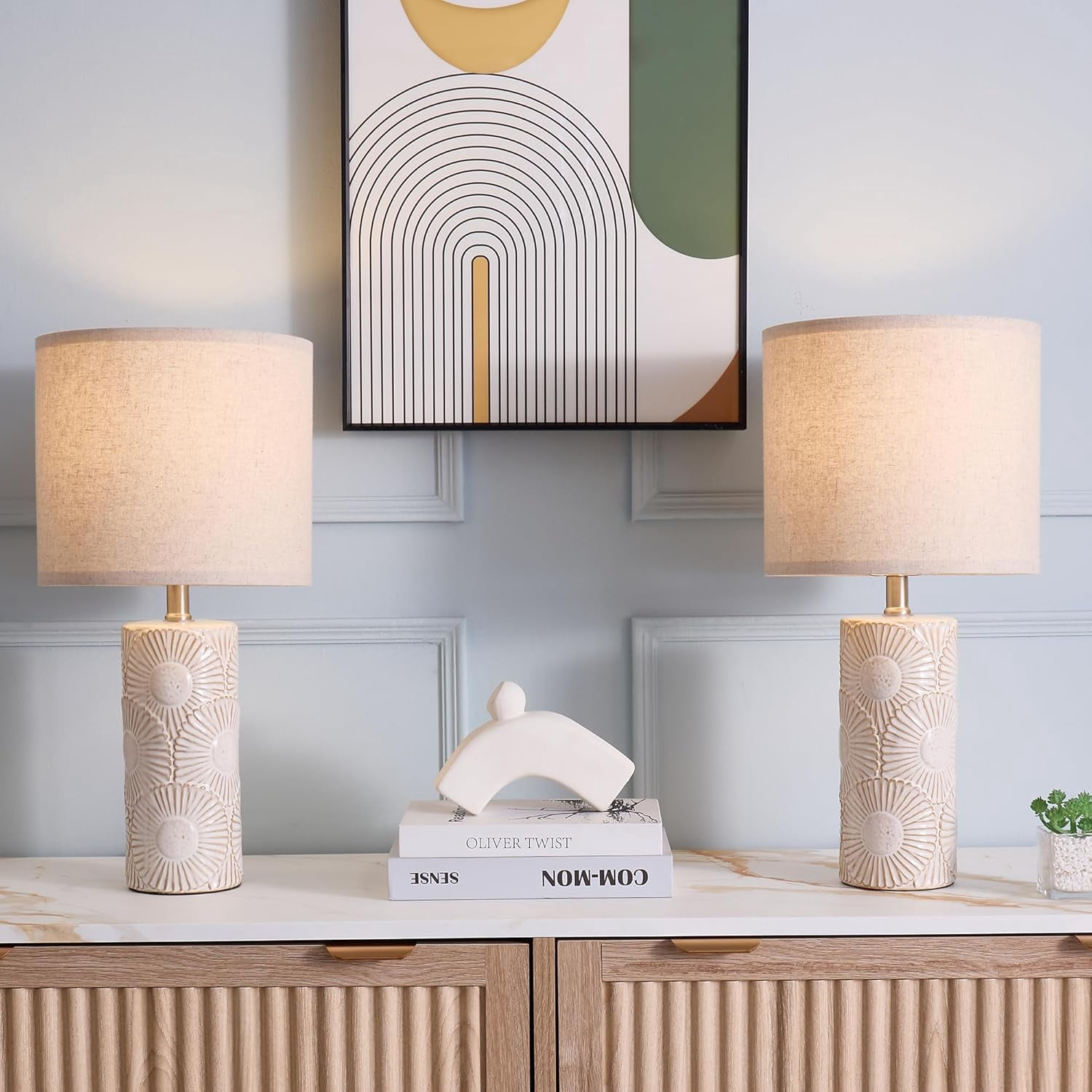 20.75" White Lamps Set of 2 for Living Room, Flower Table Lamps for ...