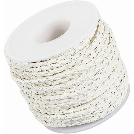 20.78 Yard 3MM PU Leather Bolo Cord Round White Woven Leather Folded ...