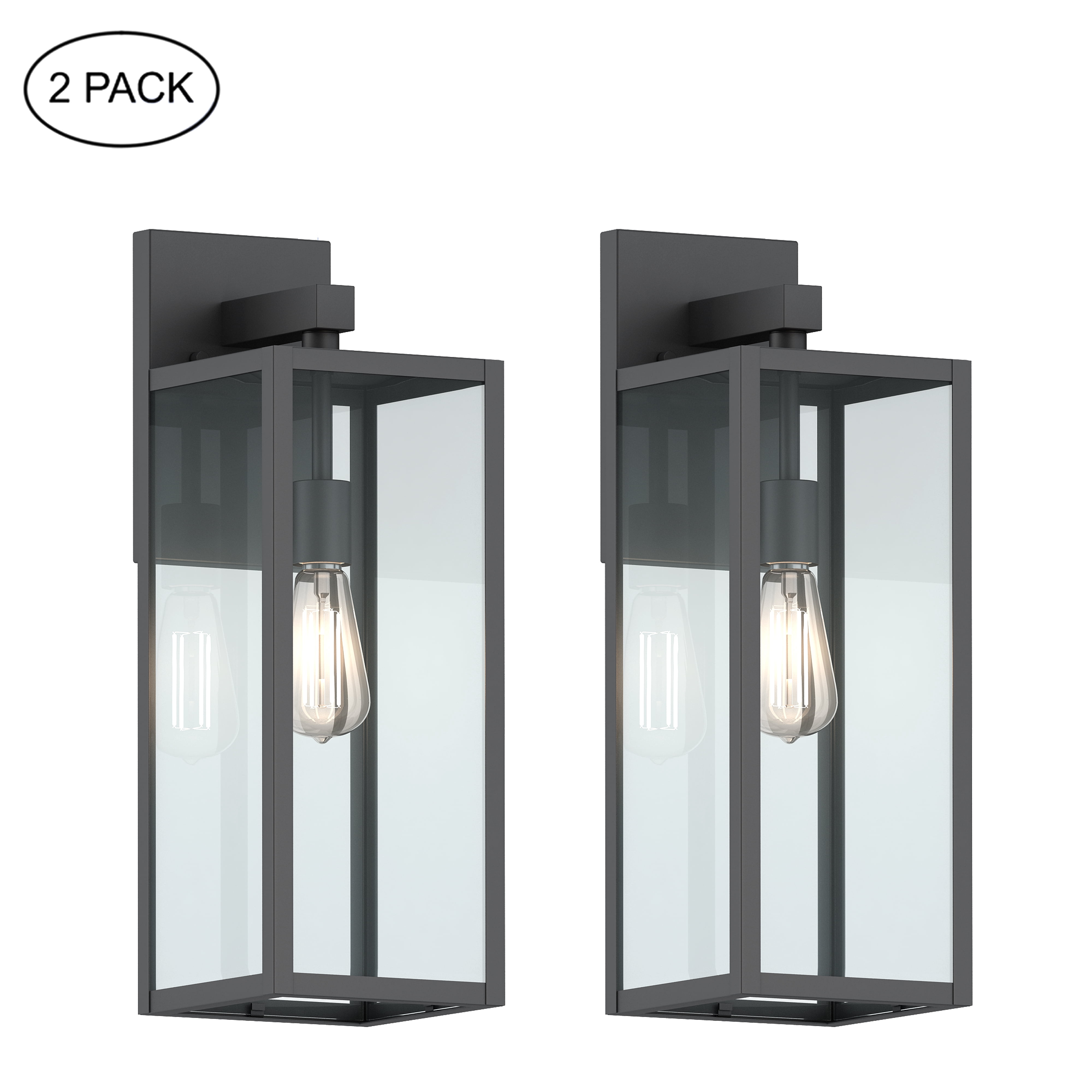 20.78 inch Outdoor Wall Light with Matte Black Finish Clear Glass Shade ...