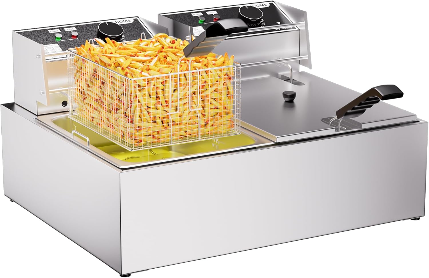 20.7Qt Deep Fryer 3400W Electric Countertop Deep Fryer with 2 x 6.35 QT ...
