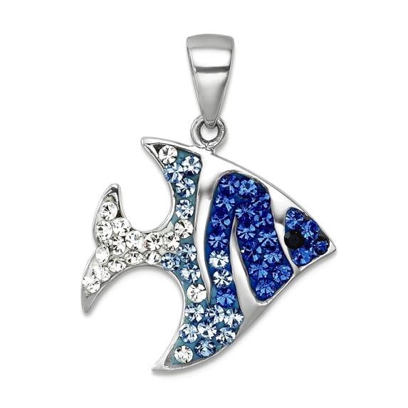 20.7mm 925 Sterling Silver Rhodium Plated Blue and White Crystal ...
