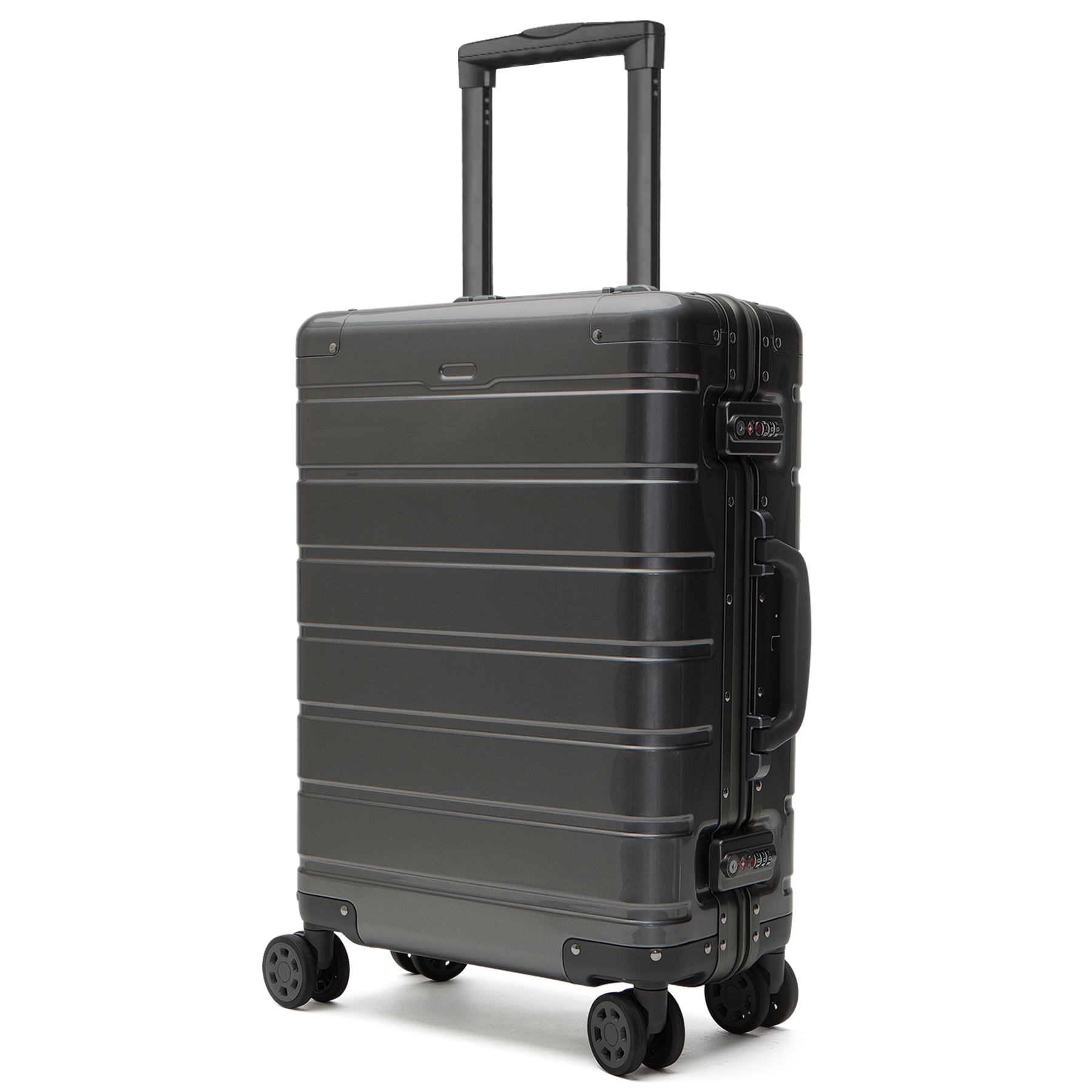 20" All Aluminum Luggage Luxury Carry On Spinner Hard Shell Suitcase ...