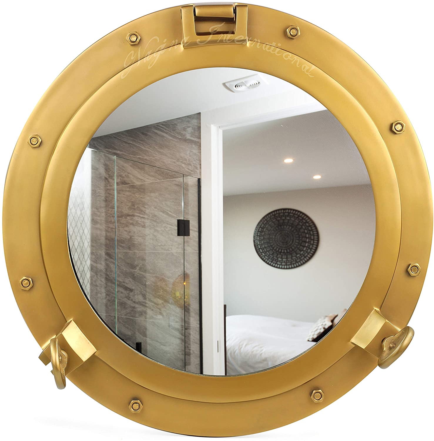 20" Aluminum Antique Bronze Finish Ships Porthole Frame Mirror ...